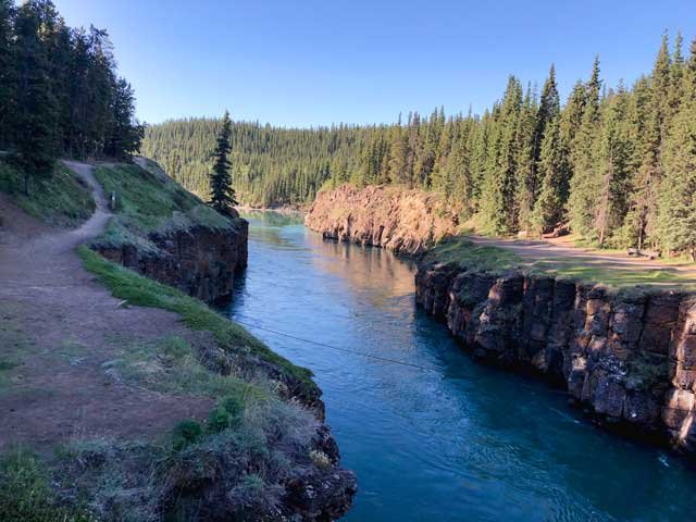 Walking on the Miles Canyon Suspension Bridge in the Yukon